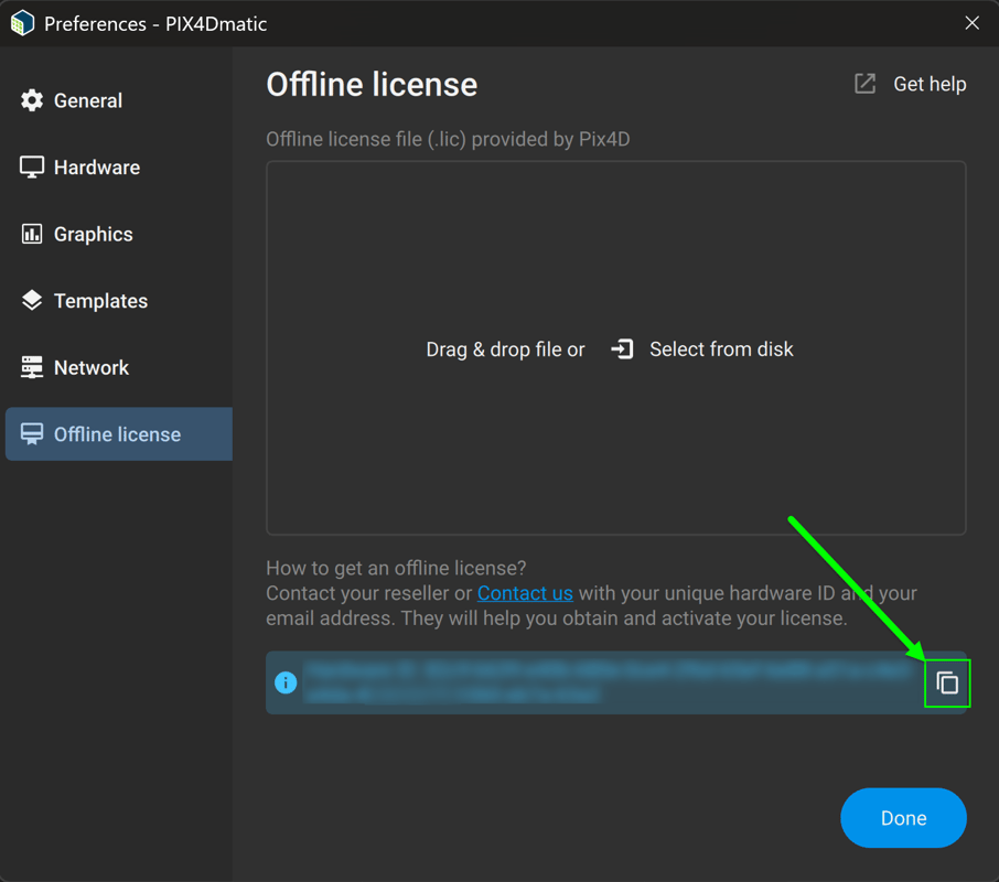 Offline license - PIX4Dmatic
